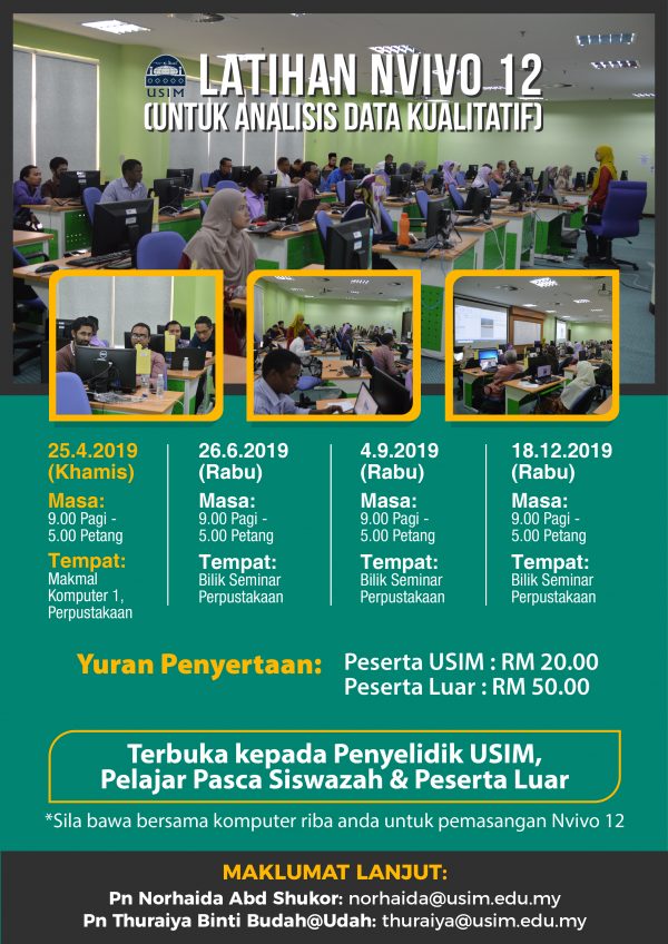 Latihan Nvivo – Pusat Pengurusan Penyelidikan dan Inovasi (PPPI) USIM